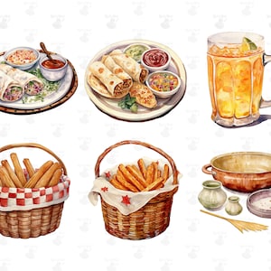 Mexican Cuisine Digital Printable Clipart Bundle in PNG Format ...
