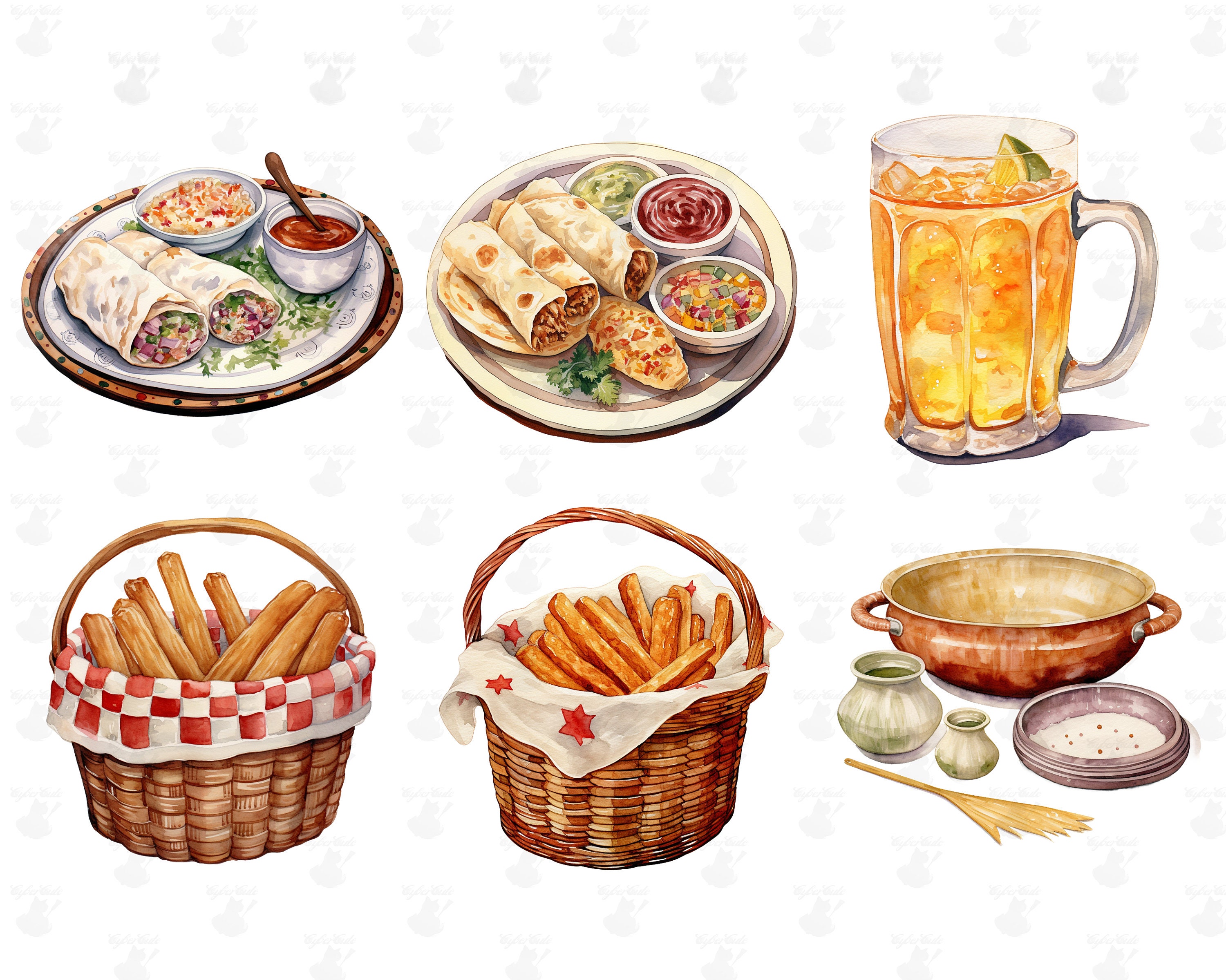 Mexican Cuisine Digital Printable Clipart Bundle in PNG Format ...