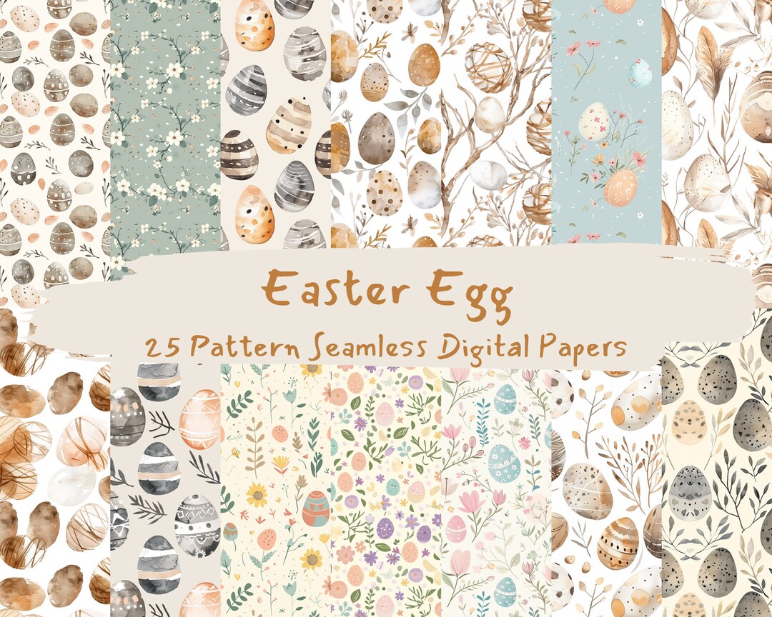 Easter Egg Pattern Seamless Digital Papers - Printable Scrapbook Paper ...