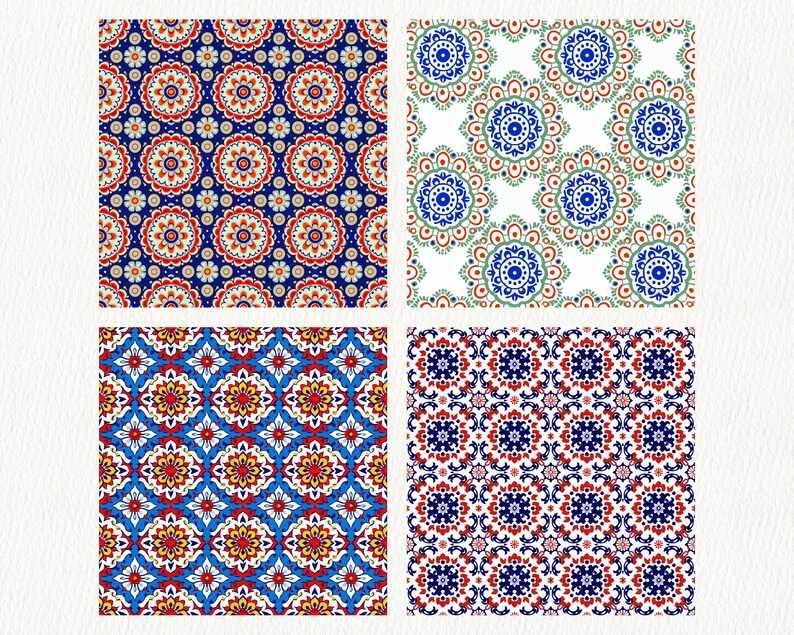 Turkish Mandala Pattern Seamless Digital Papers Printable Scrapbook ...