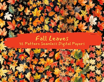 Fall Autumn Leaves Seamless Digital Paper, Fall Seasonal Pattern ...