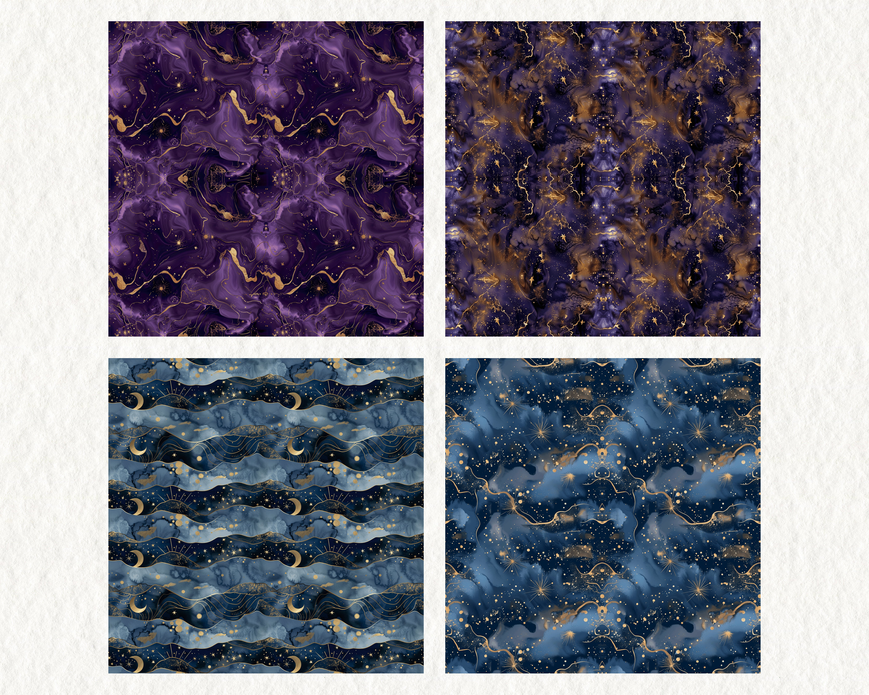 Mystic Celestial Pattern Seamless Digital Papers Printable Scrapbook Paper Instant Download ...