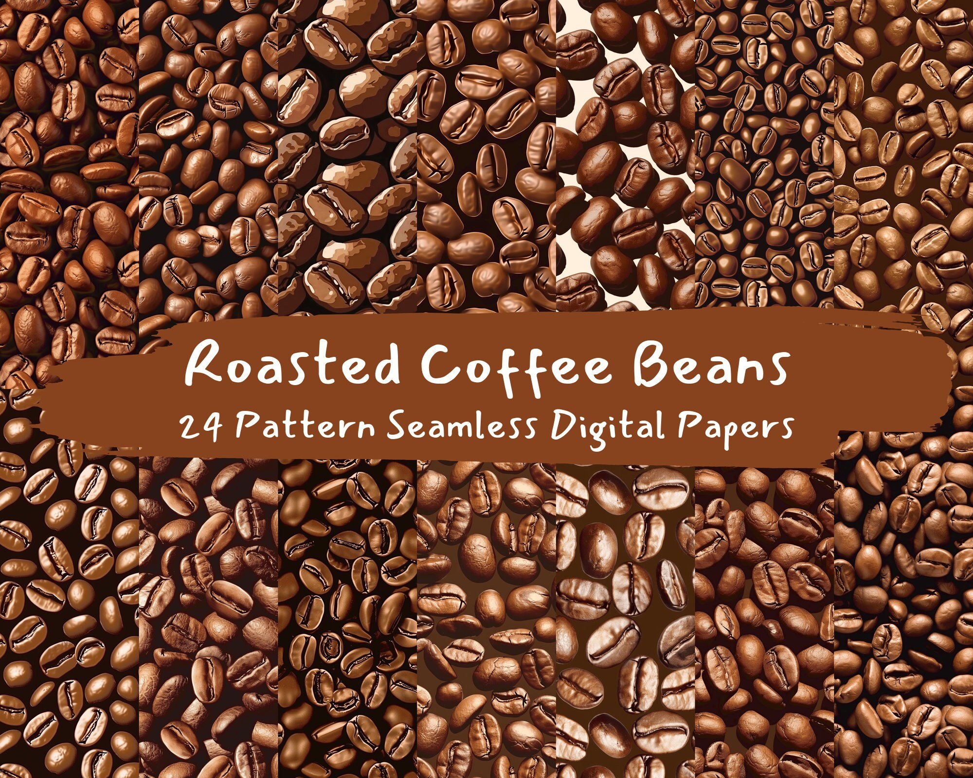 Roasted Coffee Beans Pattern Seamless Digital Papers Printable ...