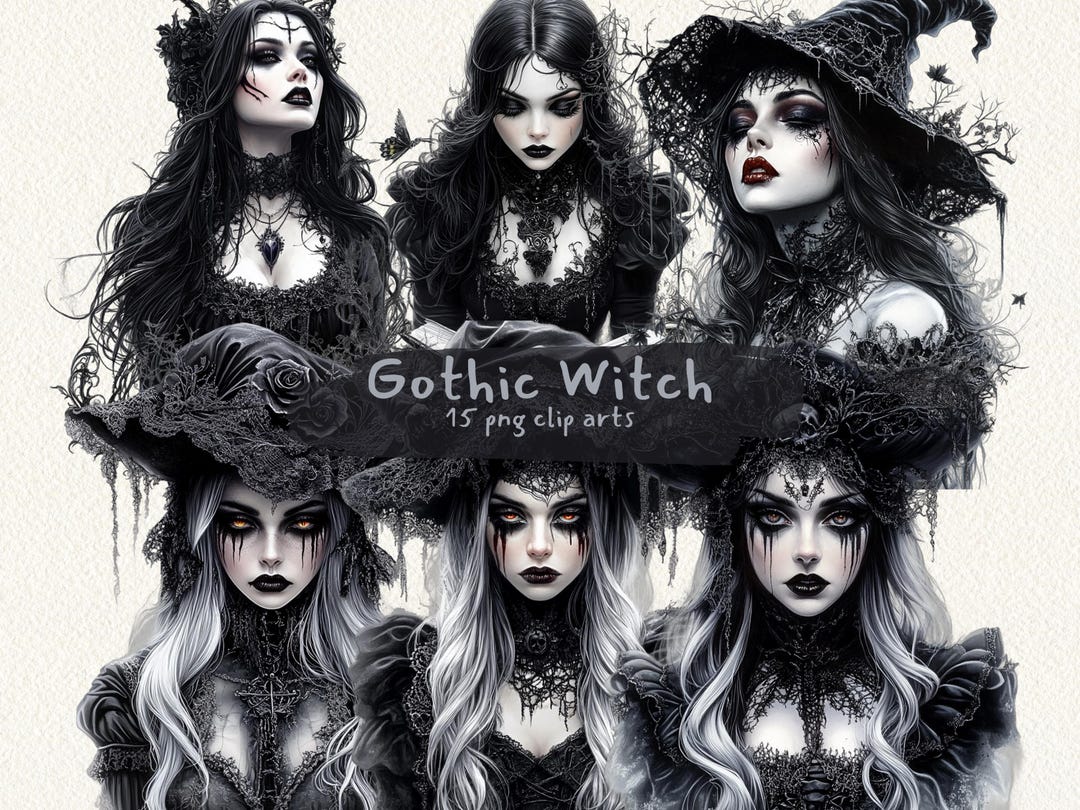 Gothic Witch Printable Clipart, Png Format, Transparent Background ...