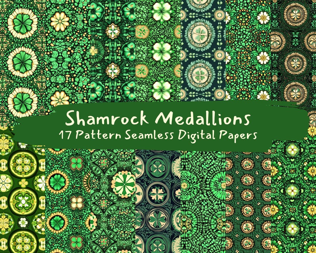 Shamrock Medallions Pattern Seamless Digital Papers - Printable ...