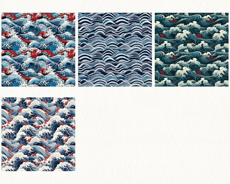 Japanese Wave Pattern Seamless Digital Papers Tile Patterns Printable ...