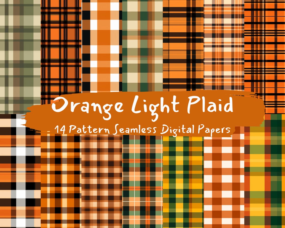 Orange Light Plaid Pattern Seamless Digital Papers - Tile Patterns ...
