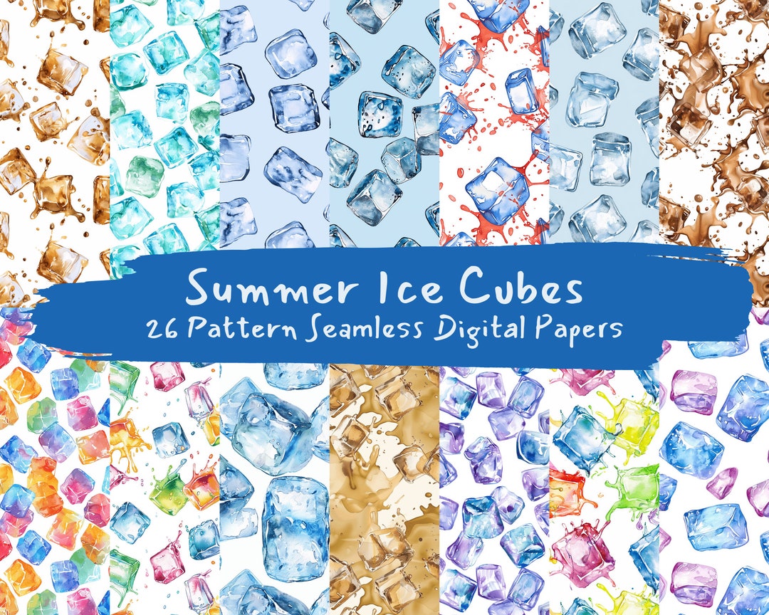 Summer Ice Cubes Pattern Seamless Digital Papers - Printable Scrapbook ...