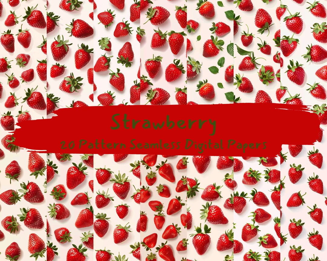 Strawberry Pattern Seamless Digital Papers - Printable Scrapbook Paper ...