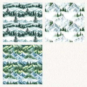 Mountain Landscape Pattern Seamless Digital Papers - Printable ...