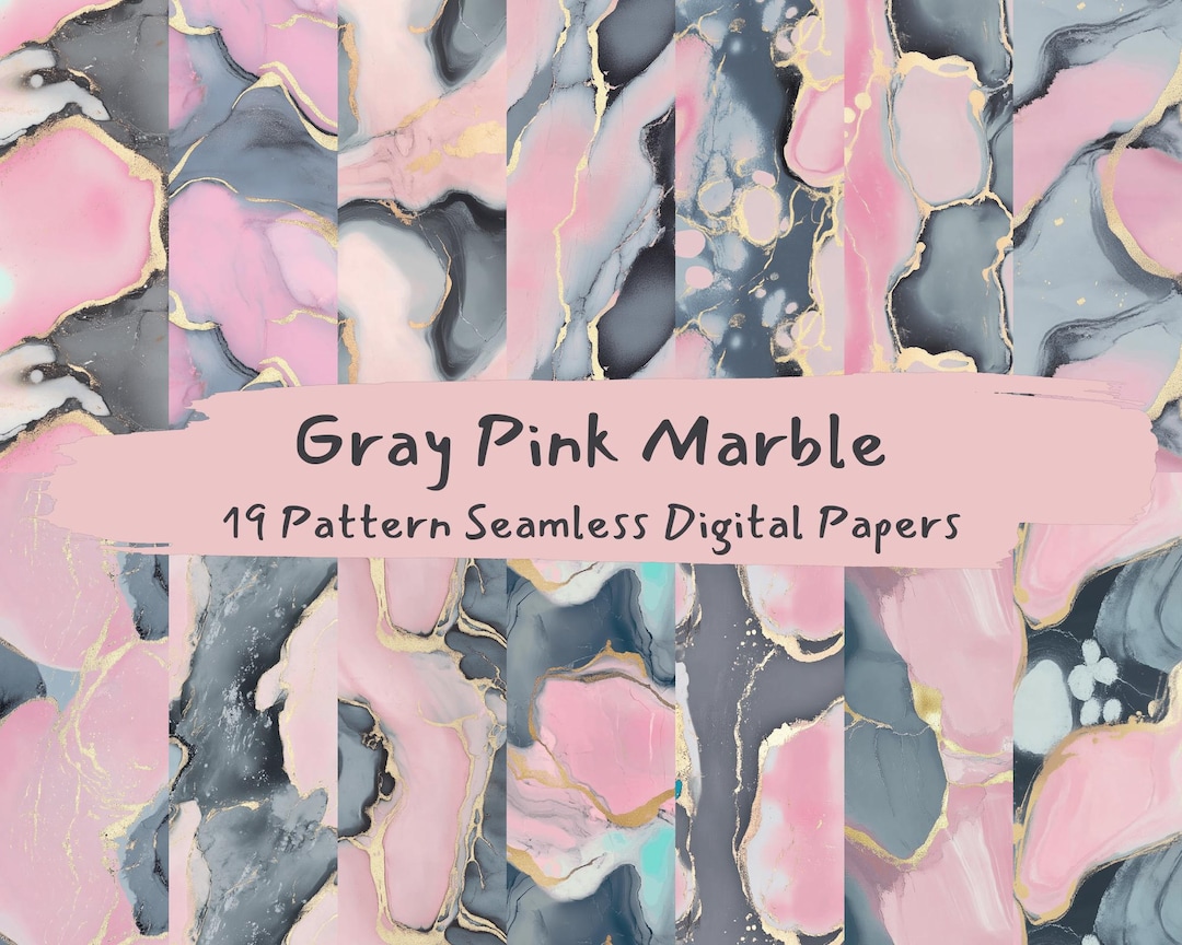 Gray Pink Marble Pattern Seamless Digital Papers - Printable Scrapbook ...