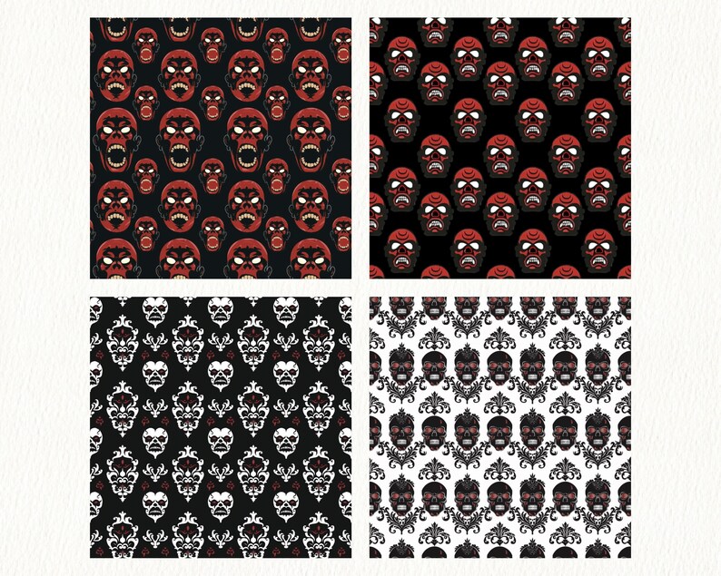 Horror Goth Art Pattern Seamless Digital Papers - Printable Scrapbook ...