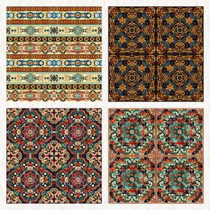 Mongolian Traditional Pattern Seamless Digital Papers - Printable ...