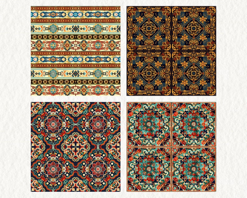 Mongolian Traditional Pattern Seamless Digital Papers Printable ...