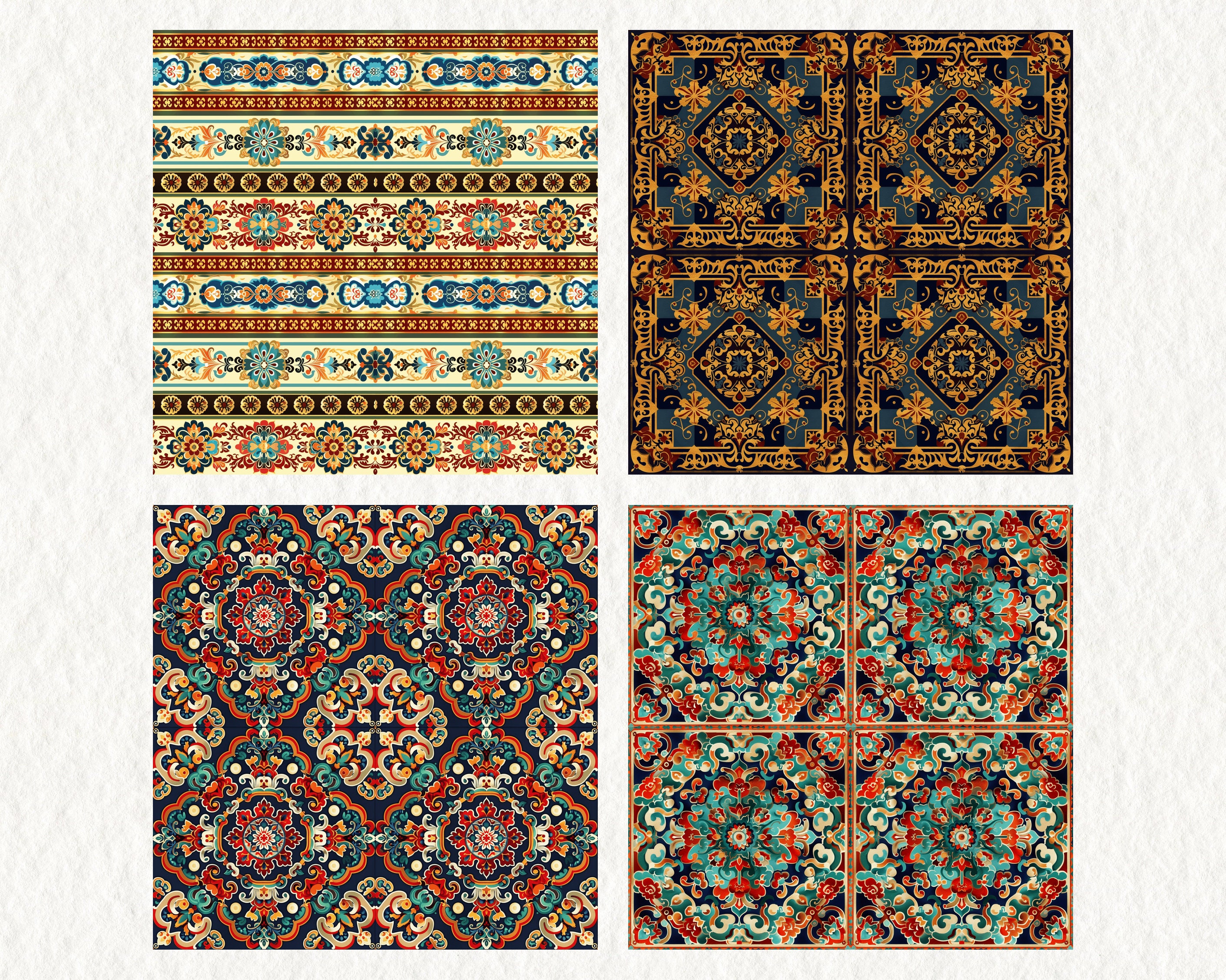 Mongolian Traditional Pattern Seamless Digital Papers - Printable ...