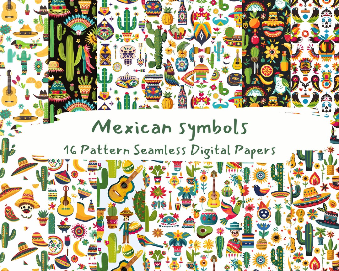 Mexican Symbols Pattern Seamless Digital Papers - Printable Scrapbook ...