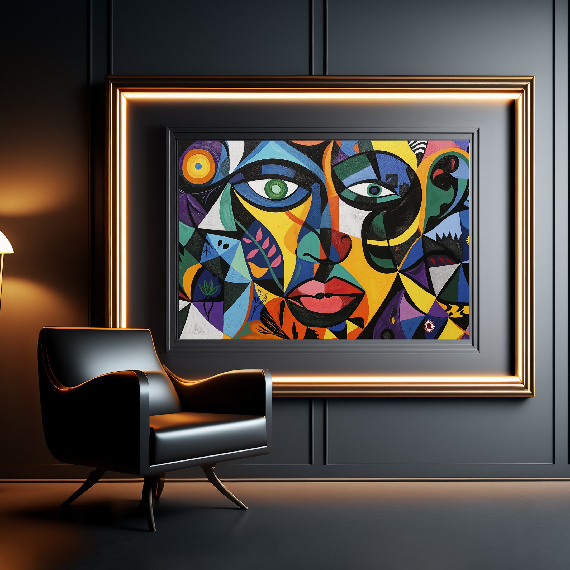 Cubist Angel Face Painting Bold Printable Wall Art, Instant Download ...