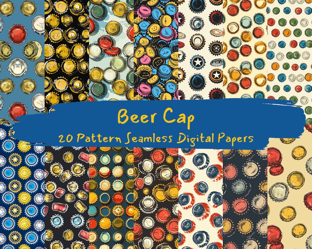 Beer Cap Pattern Seamless Digital Papers - Printable Scrapbook Paper ...