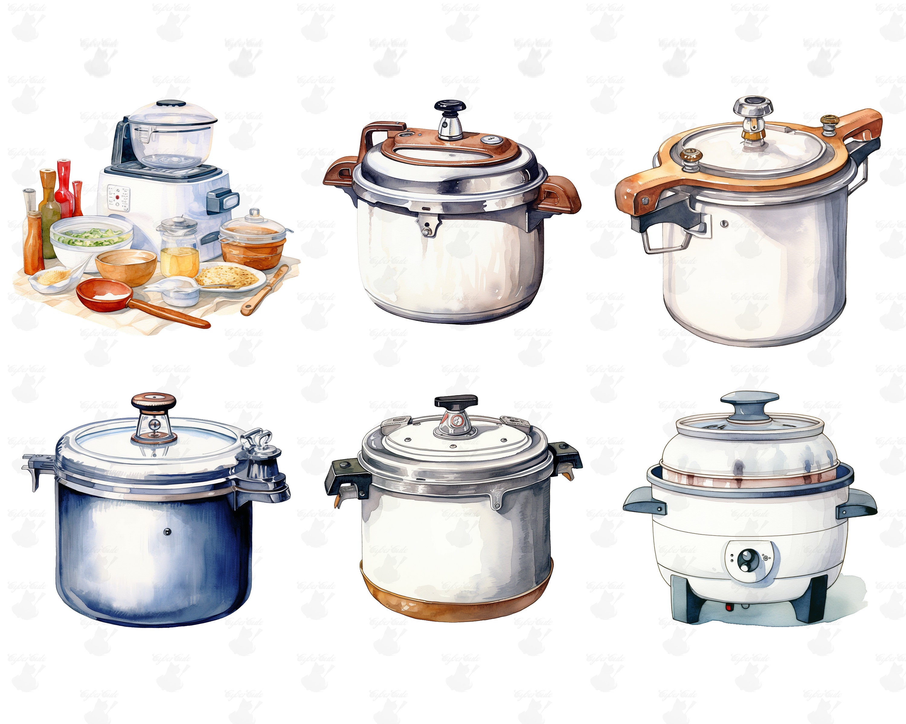 Electric Cookers Digital Printable Clip Art Graphics in PNG - Etsy