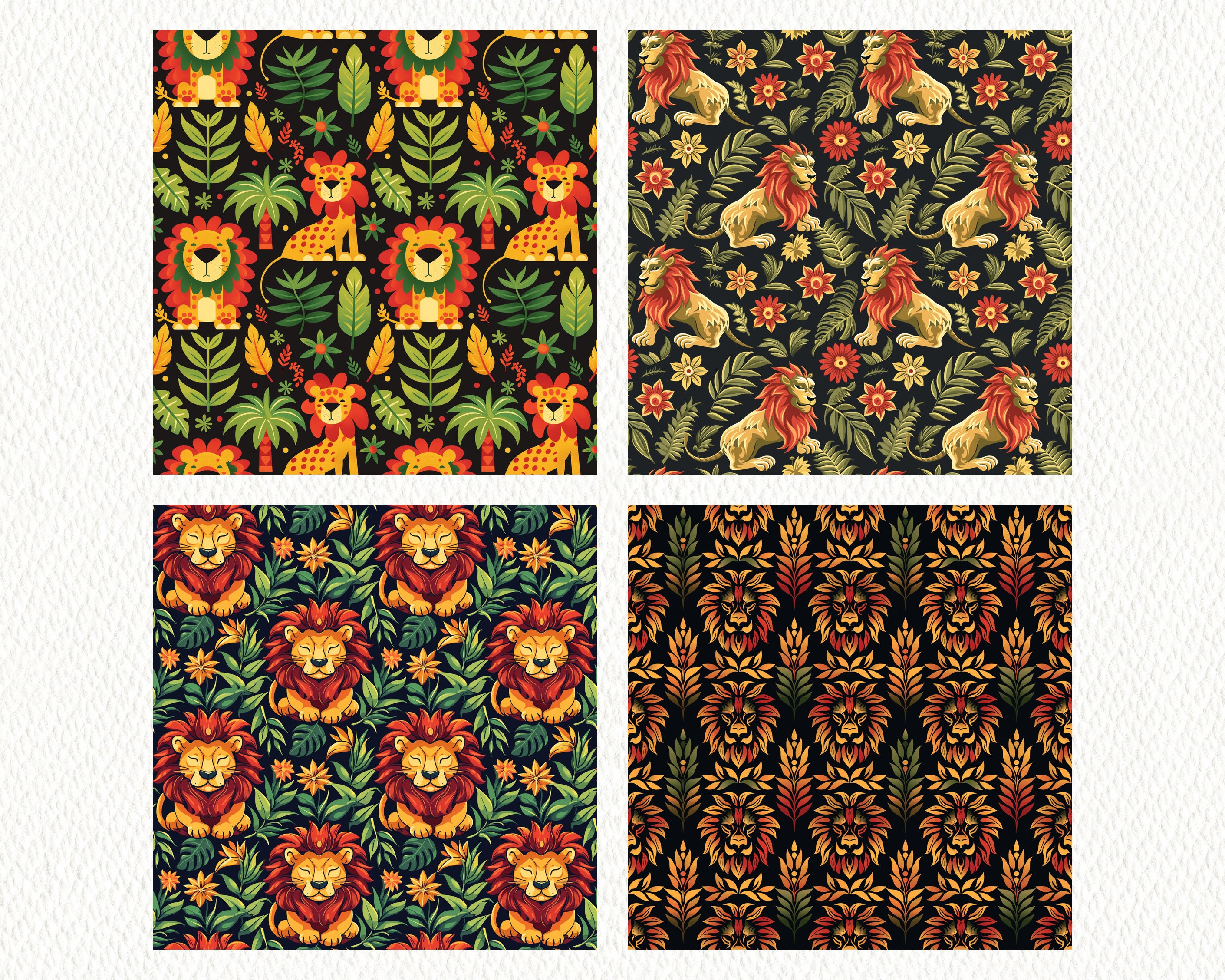 Rasta Lions Pattern Seamless Digital Papers - Etsy