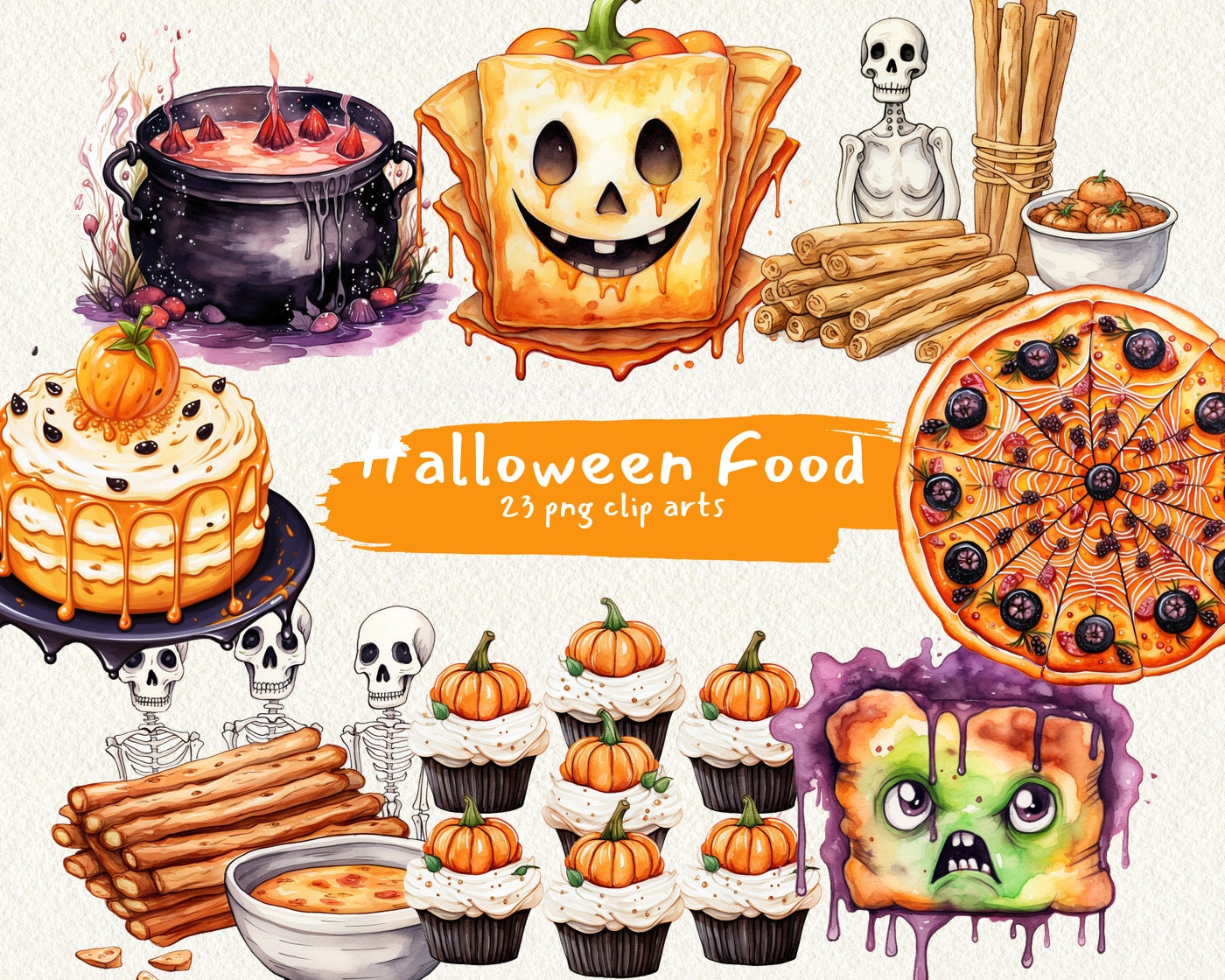 Halloween Food Digital Printable Clipart Bundle in PNG Format ...