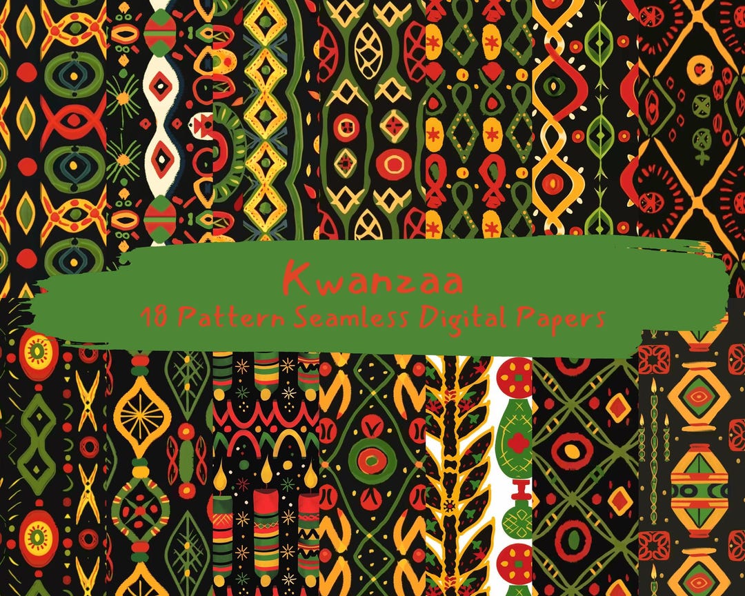 Kwanzaa Pattern Seamless Digital Papers - Printable Scrapbook Paper Png ...