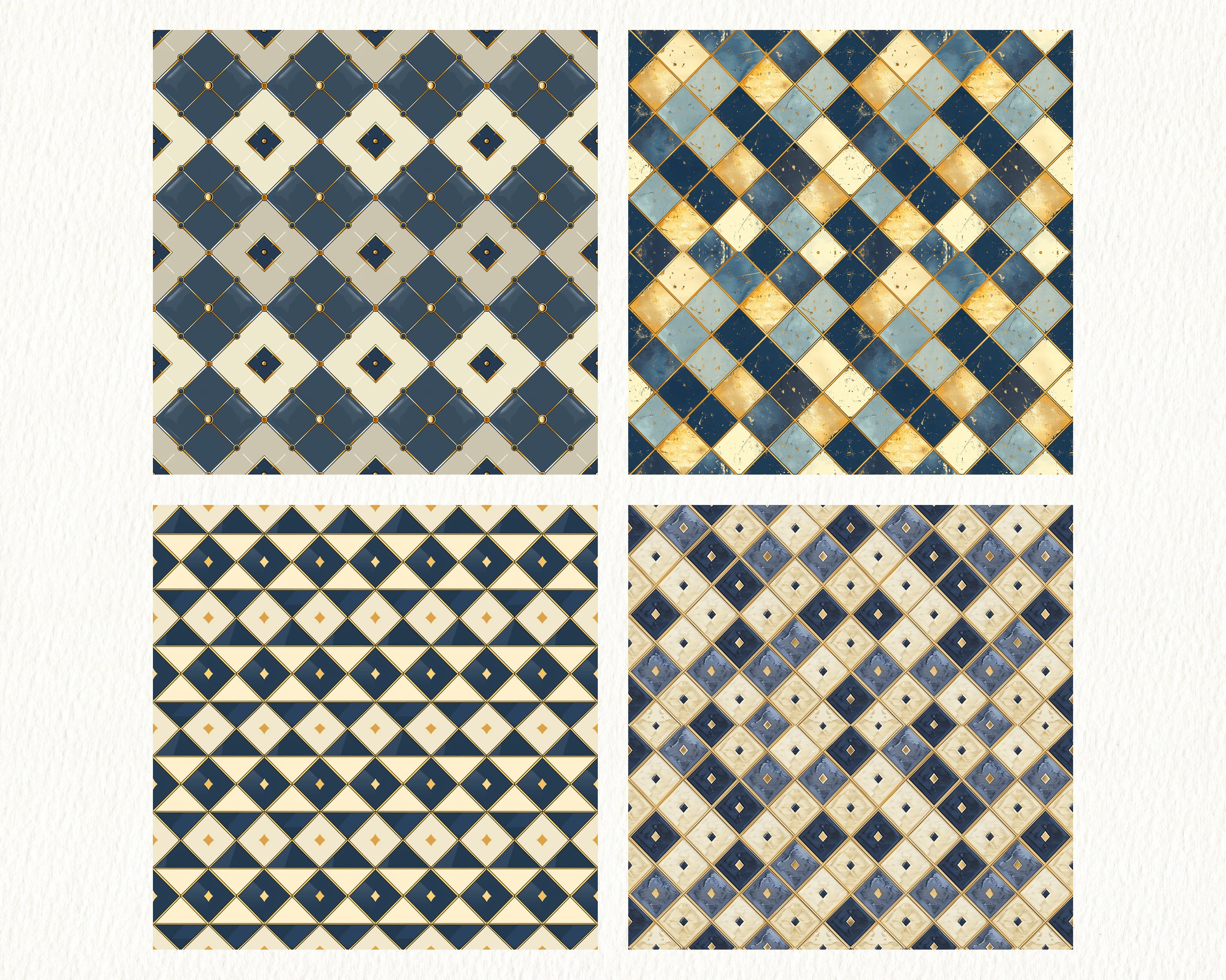 Blue and Gold Argyle Pattern Seamless Digital Papers Printable ...