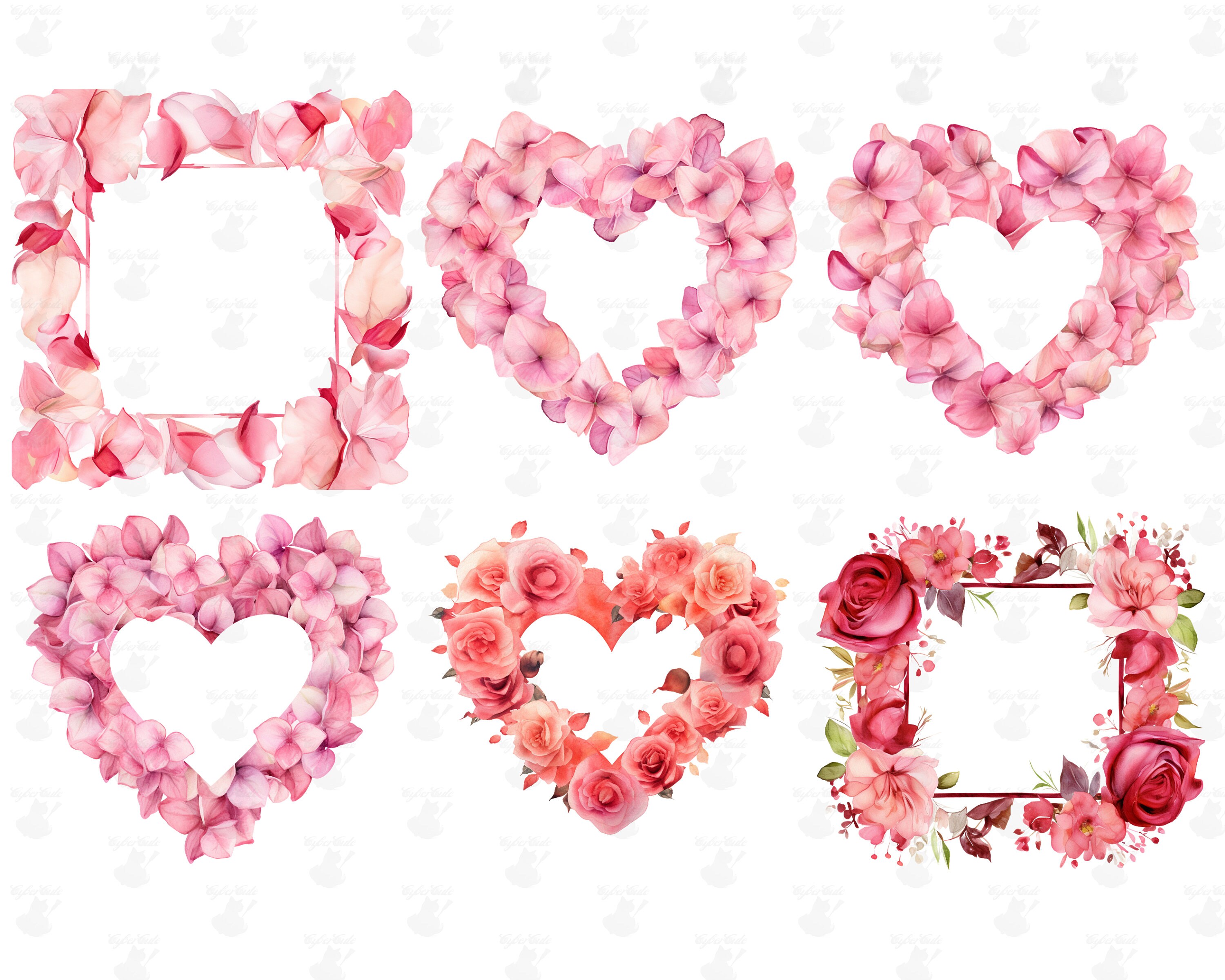 Rose Frame Digital Printable Clip Art Graphics in PNG Format - Etsy