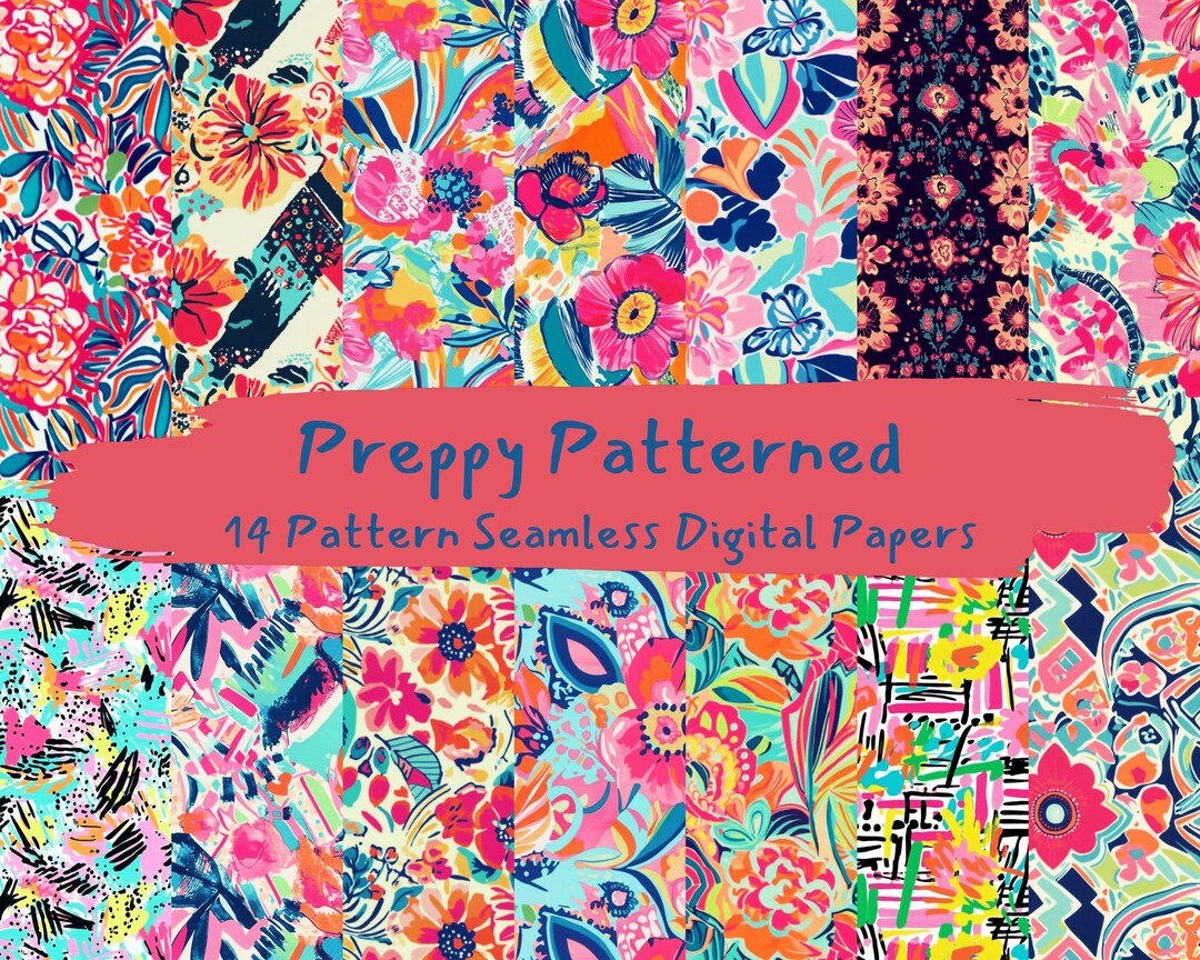 Preppy Patterned Pattern Seamless Digital Papers - Printable Scrapbook ...