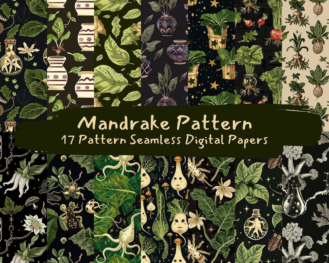 Mandrake Pattern Pattern Seamless Digital Papers - Printable Scrapbook ...