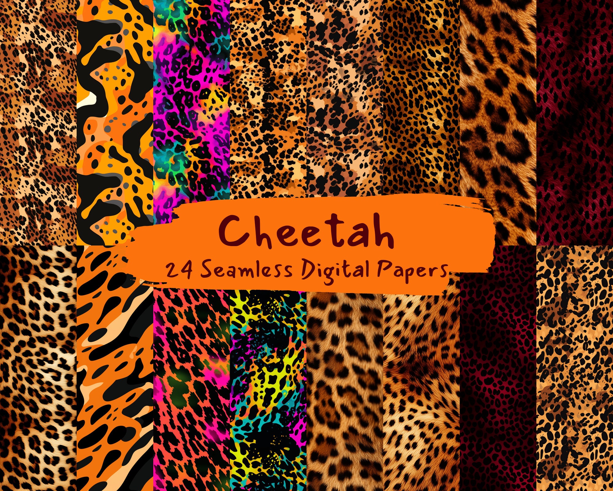 Cheetah Print Digital Paper Seamless Tile Patterns Printable - Etsy