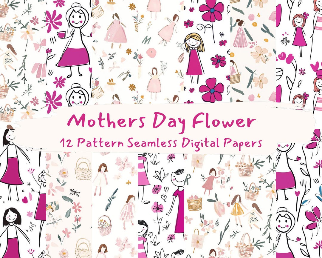 Mothers Day Flower Pattern Seamless Digital Papers - Printable ...