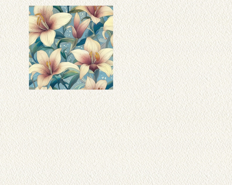 Anime Lily Pattern Seamless Digital Papers - Printable Scrapbook Paper ...