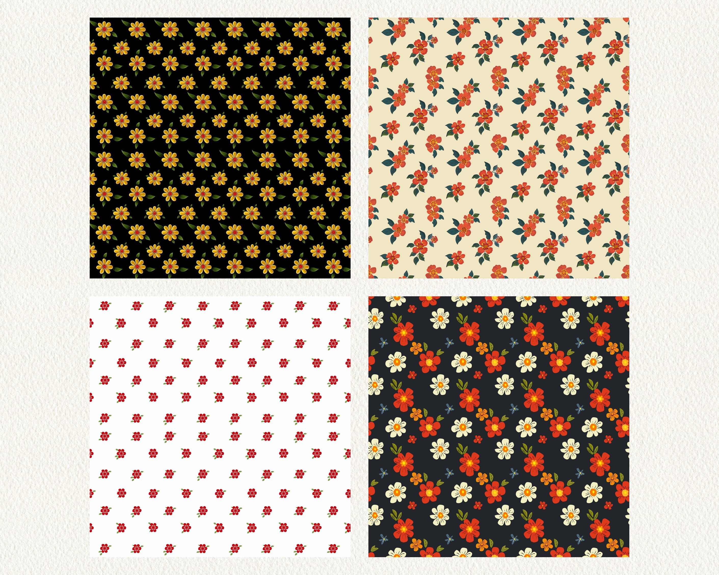 Stylized Small Flower Pattern Seamless Digital Papers Printable ...