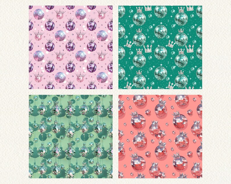 Retro Disco Pattern Seamless Digital Papers Printable Scrapbook Paper ...