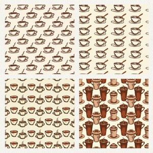 Coffee Cup Pattern Seamless Digital Papers - Printable Scrapbook Paper ...