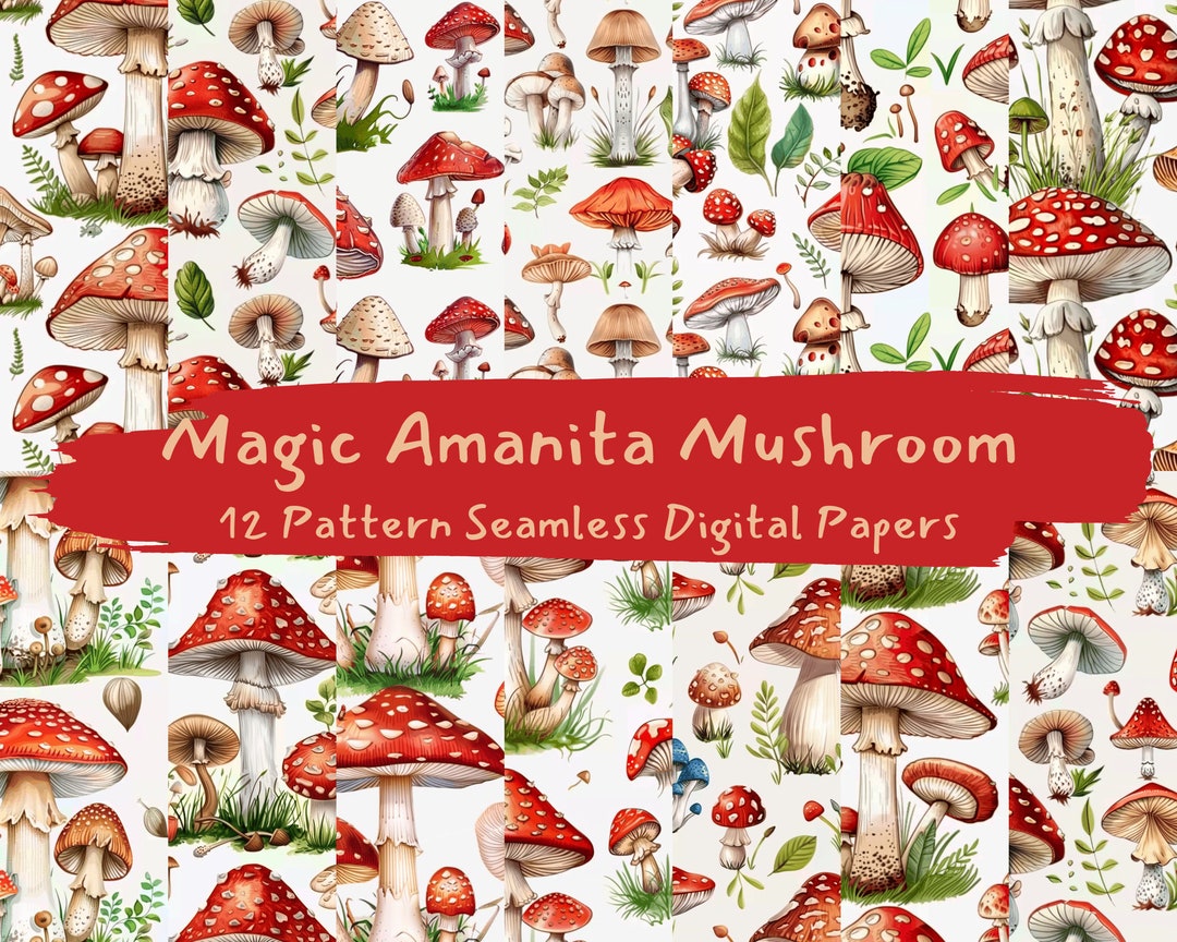 Magic Amanita Mushroom Pattern Seamless Digital Papers - Printable ...