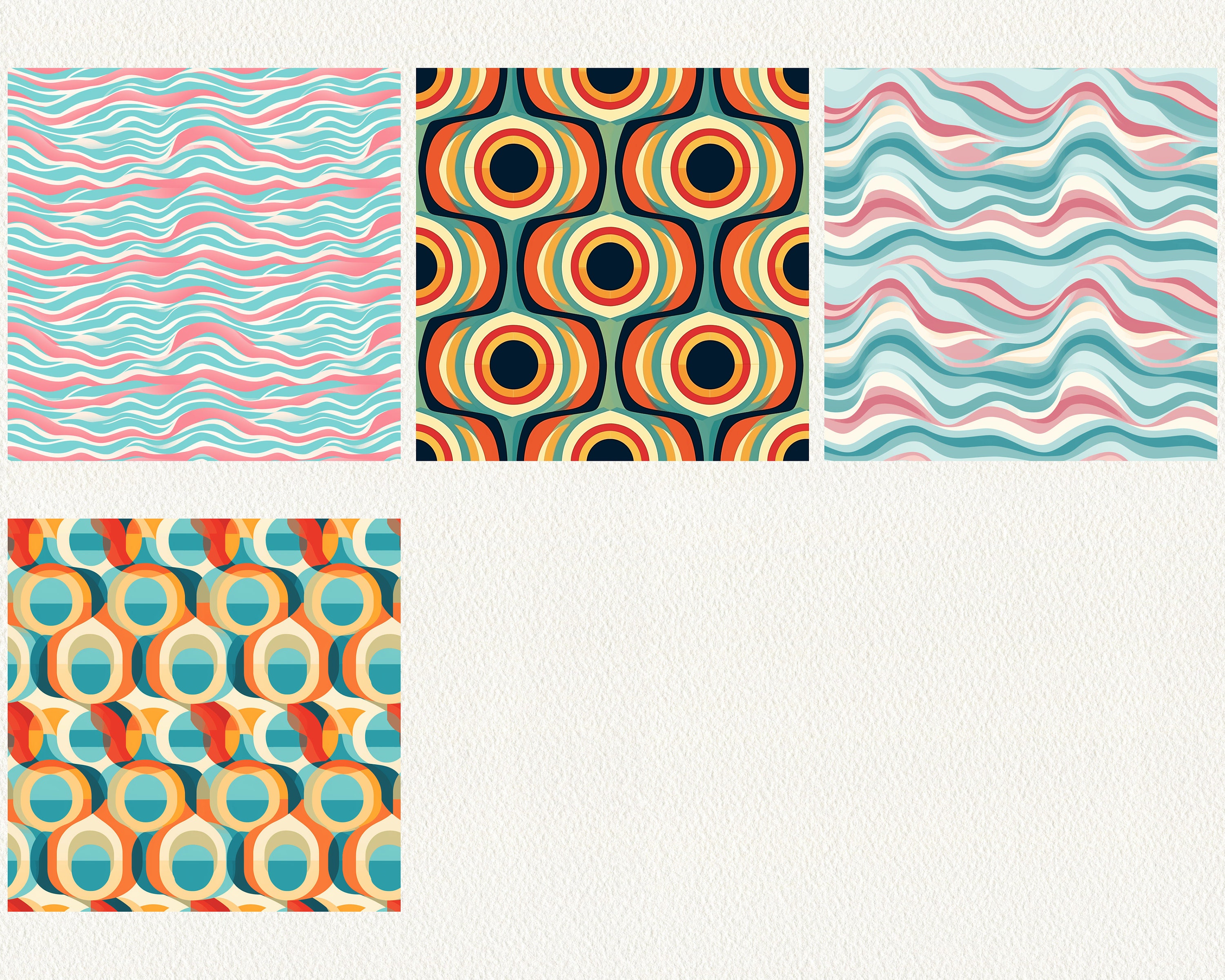 Retrofuturism Waves Pattern Seamless Digital Papers - Tile Patterns ...