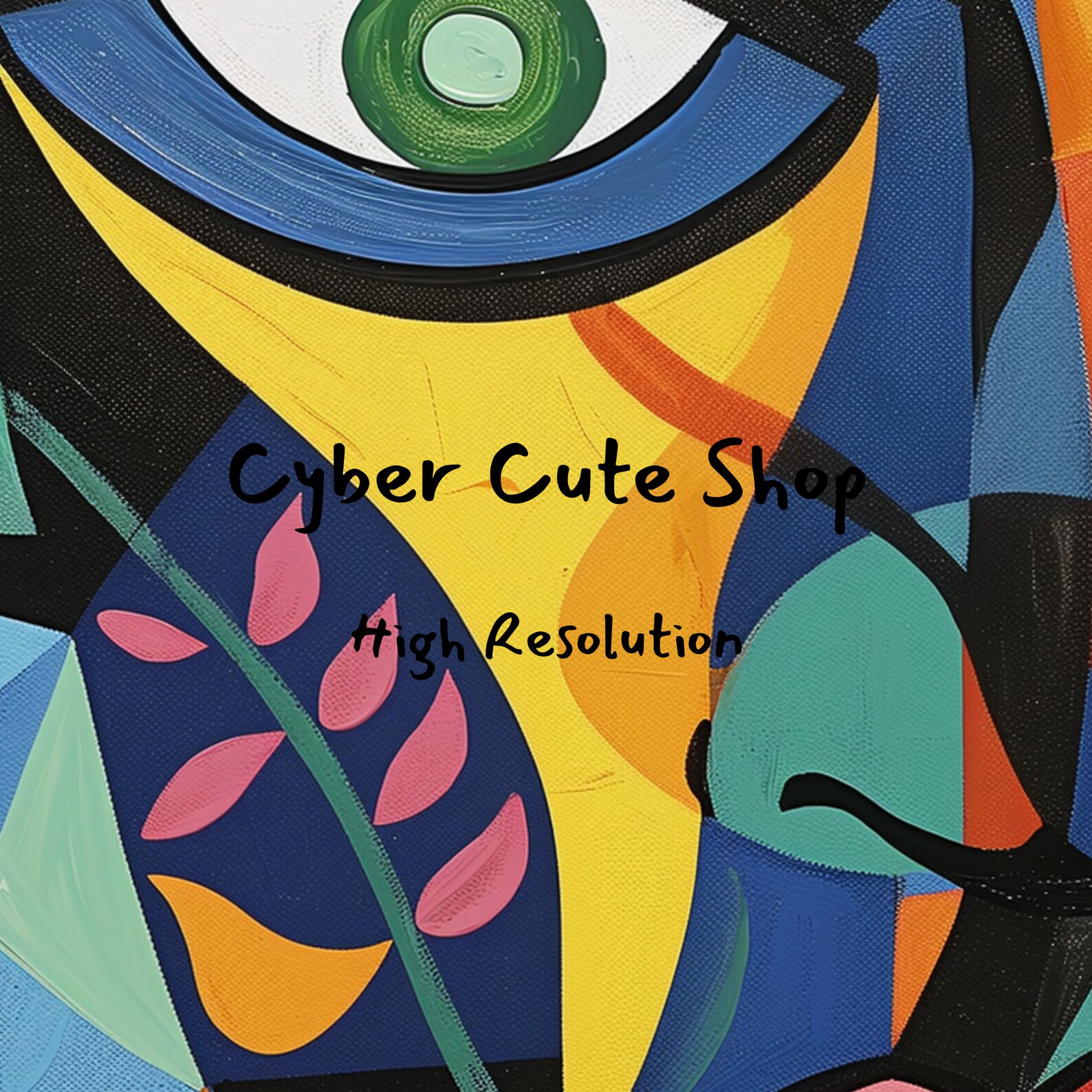 Cubist Angel Face Painting - Bold Printable Wall Art, Instant Download ...