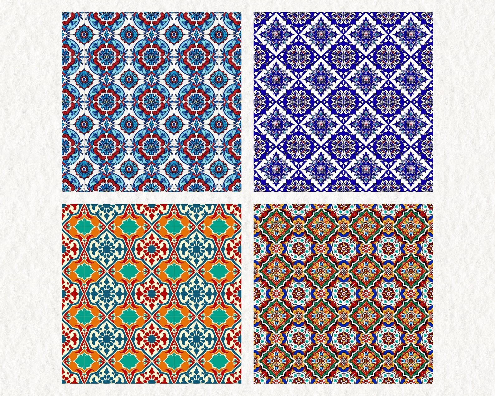 Modern Turkish Tile Pattern Seamless Digital Papers - Printable ...