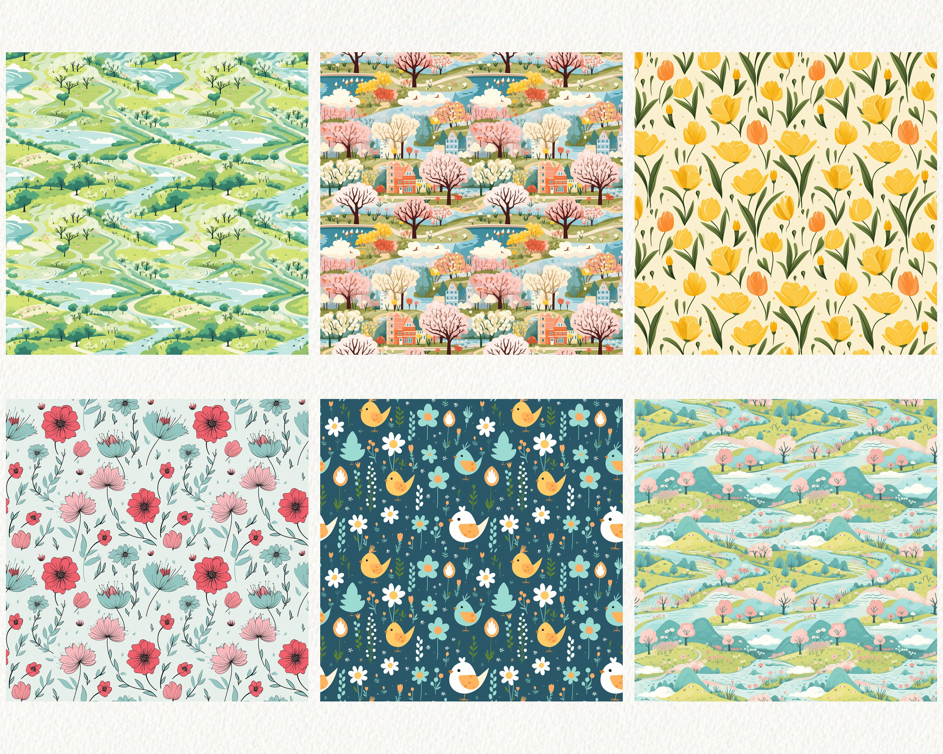 Spring Season Pattern Seamless Printable Patterns, Instant Download ...
