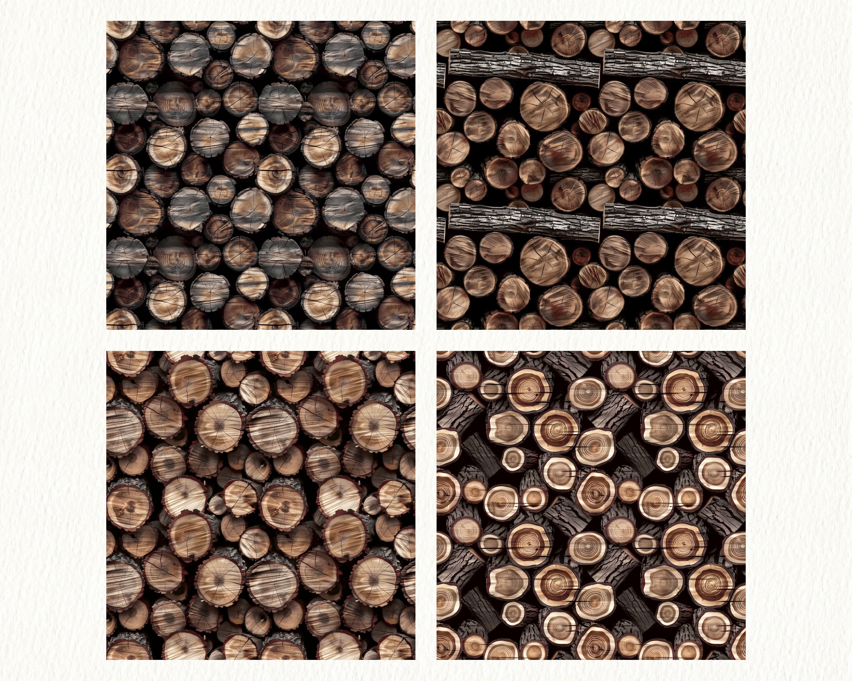 Paper Realistic Wooden Logs Pattern Seamless Digital Papers Printable ...