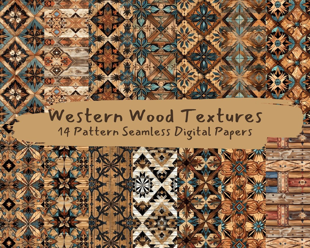 Western Wood Textures Pattern Seamless Digital Papers - Printable ...