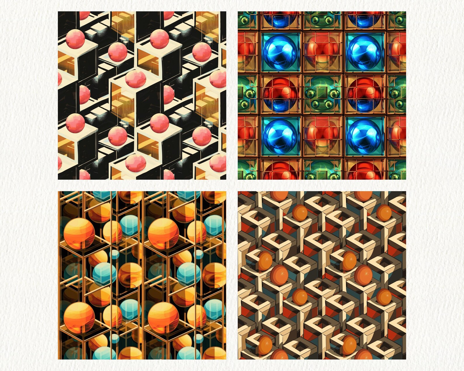 Spherical Box Pattern Seamless Digital Papers - Printable Scrapbook ...