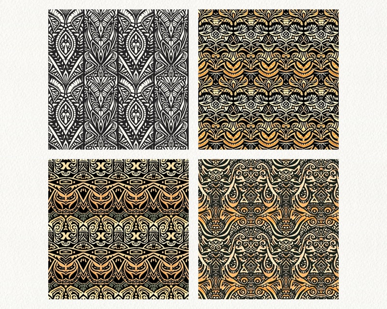 Polynesian Pattern Seamless Digital Papers Printable Scrapbook Paper ...