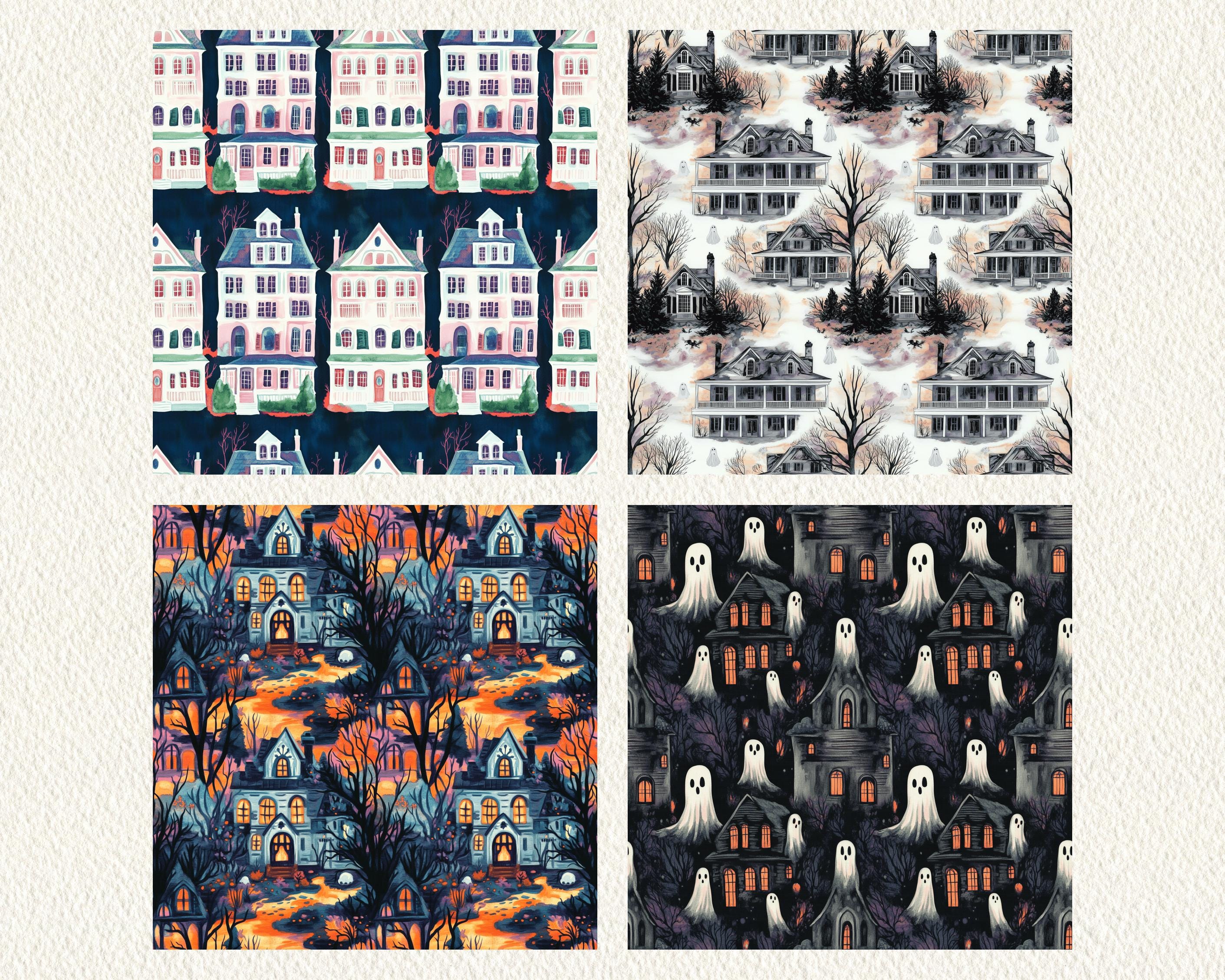 Haunted House Pattern Seamless Digital Papers - Printable Scrapbook ...