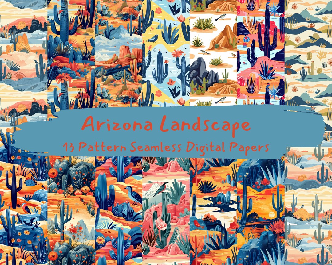 Arizona Landscape Pattern Seamless Digital Papers - Printable Scrapbook ...