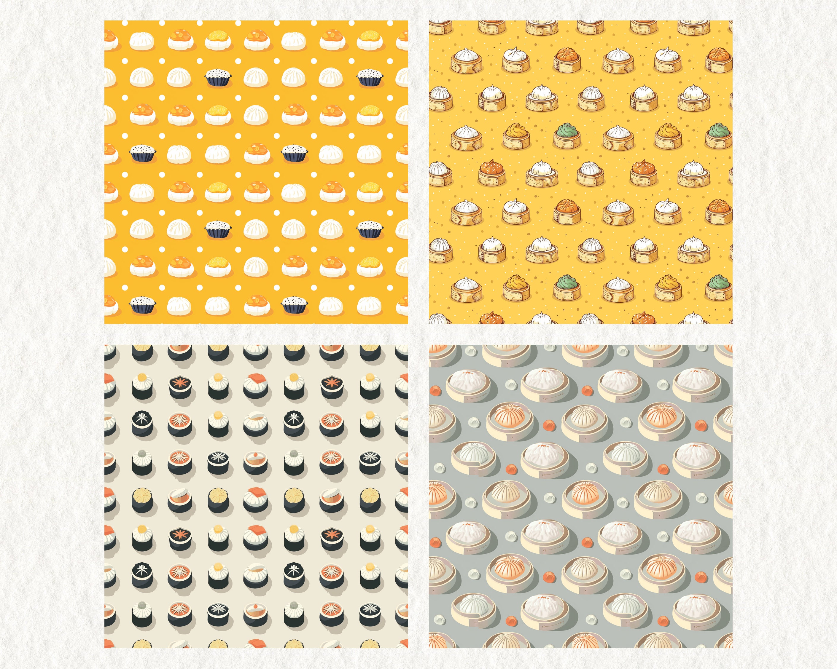 Minimalist Dim Sum Pattern Seamless Digital Papers - Printable ...