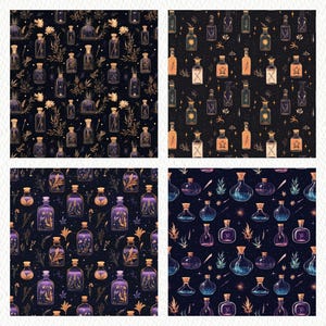 Witchy Spell Potion Pattern Seamless Digital Papers - Printable ...