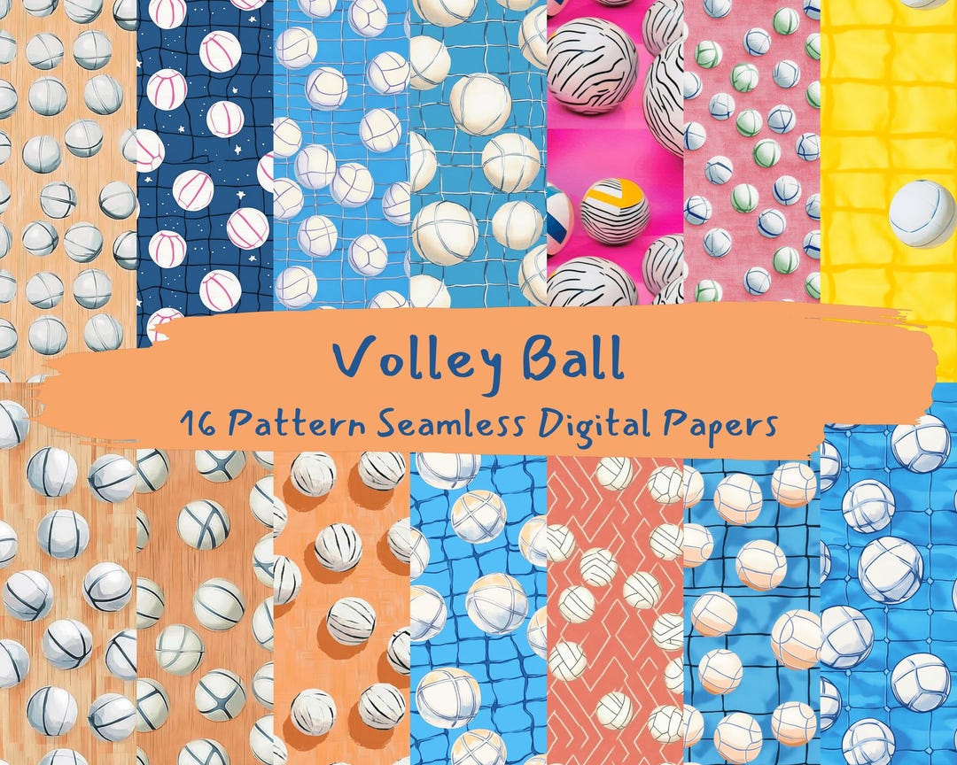 Volley Ball Pattern Seamless Digital Papers - Printable Scrapbook Paper ...